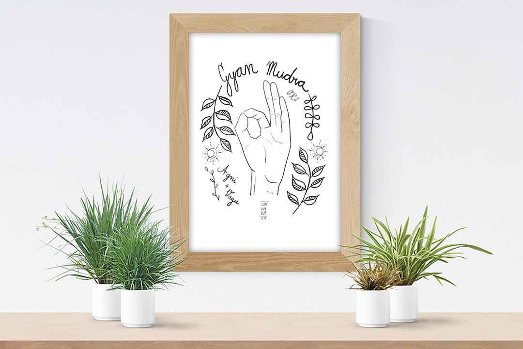 Gyan Mudra Poster Drawing Digital Download - Printable Yoga Spiritual ...