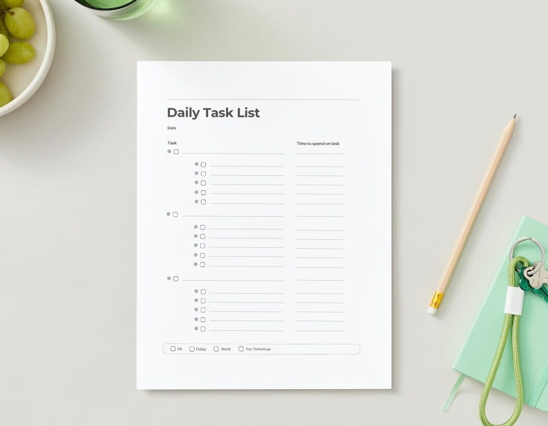 Single Sheet Daily Task List - Printable - Etsy