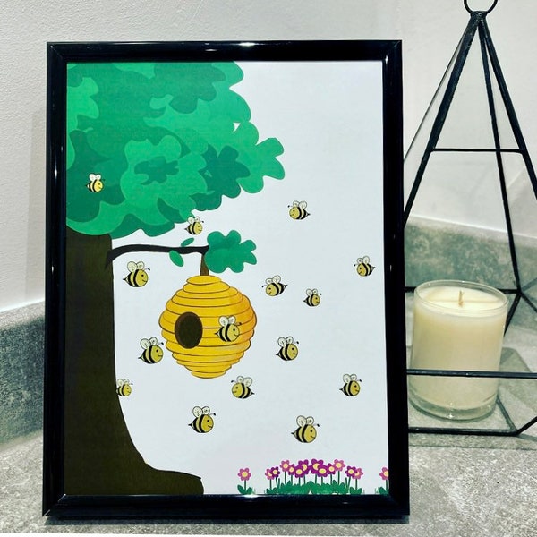 Bee Hive Print - Etsy UK