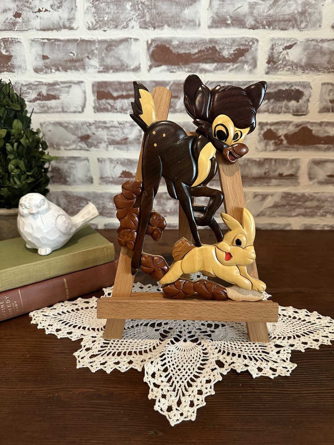 Vintage Bambi & Thumper Wood Carving Wall Hanging Decor | Kids Baby ...