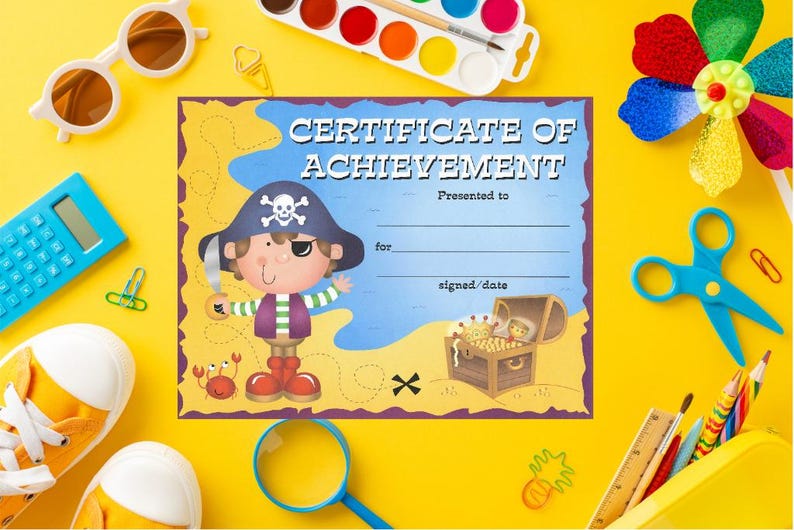Vintage Kids Blank Editable Certificate of Achievement Digital Download ...