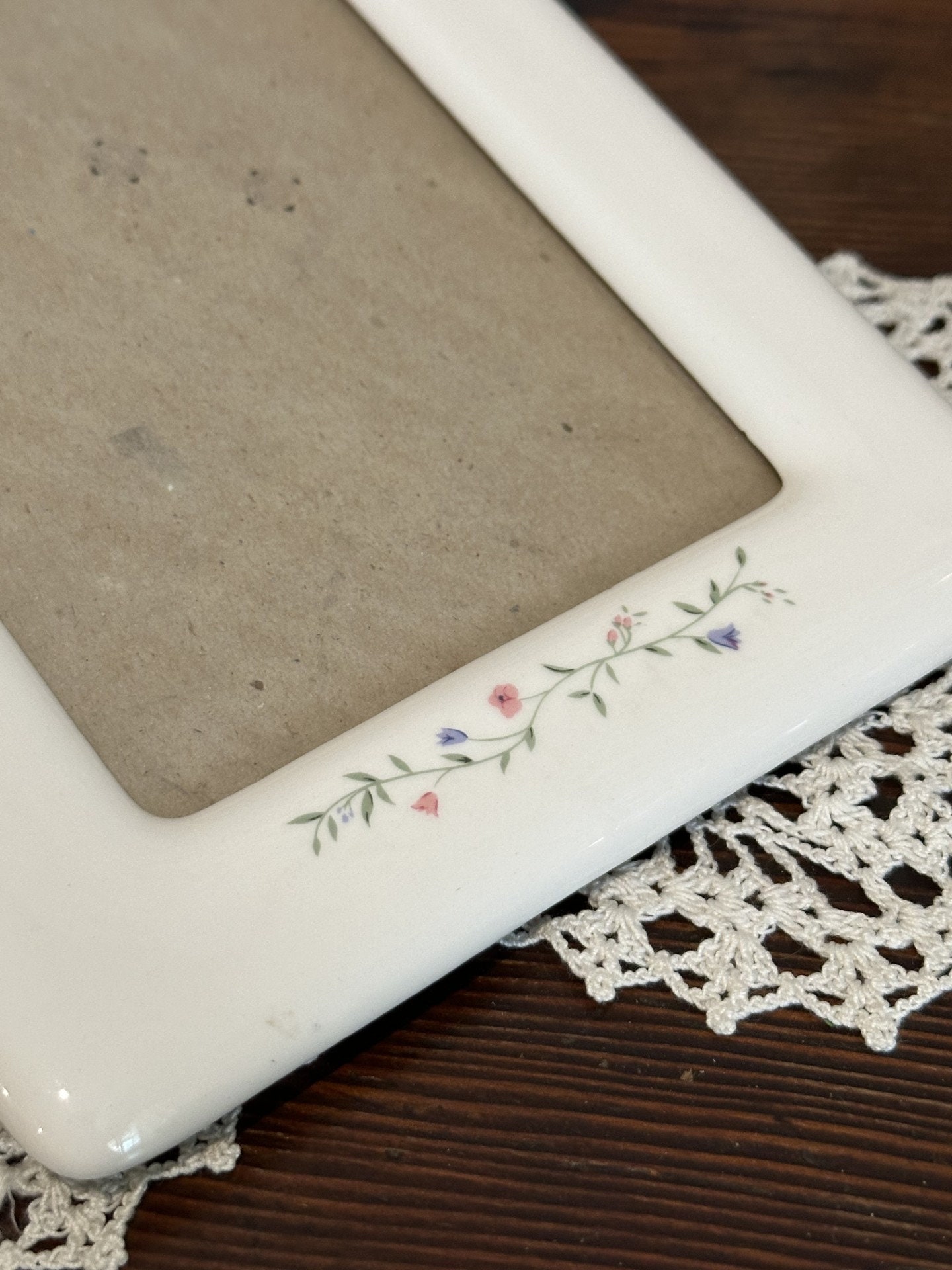 Vintage White Ceramic Picture Photo Frame 4 X 6 Pink Flower Floral ...