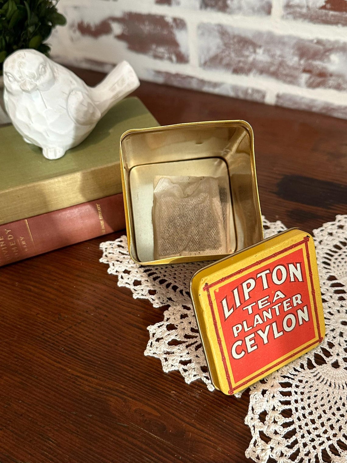 Vintage Bristol Ware Lipton Tea Metal Tin Can Lipton Tea Planter Ceylon ...