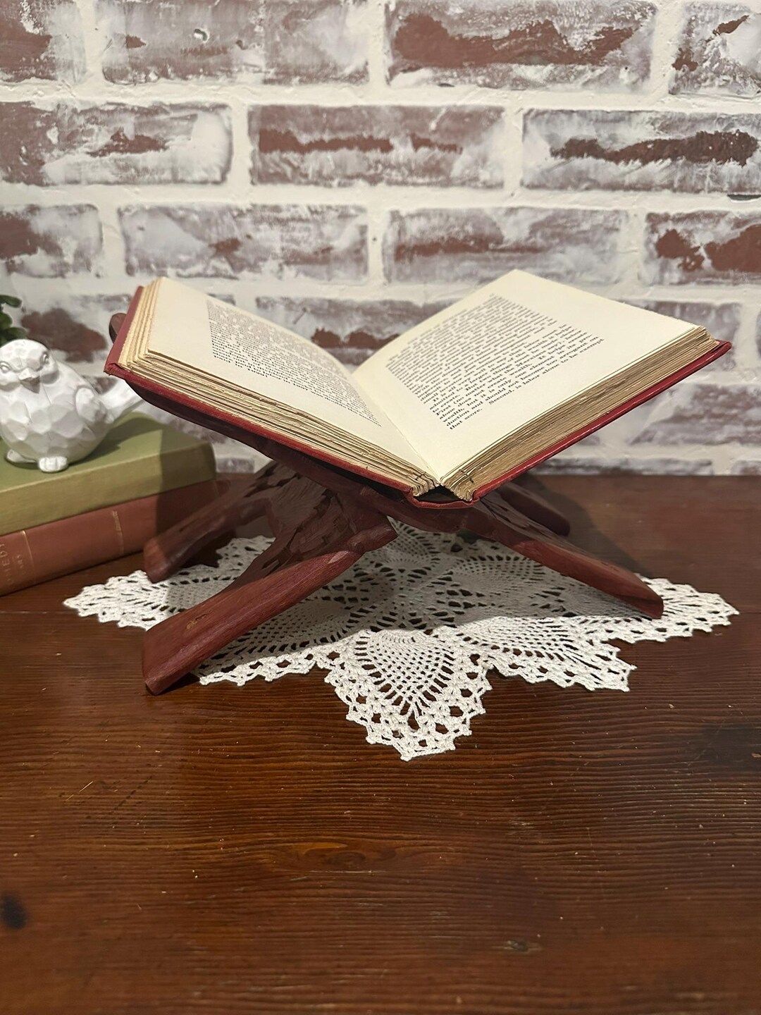 Vintage Hand Carved Teak Wood Book Stand | Religious Prayer Folding ...