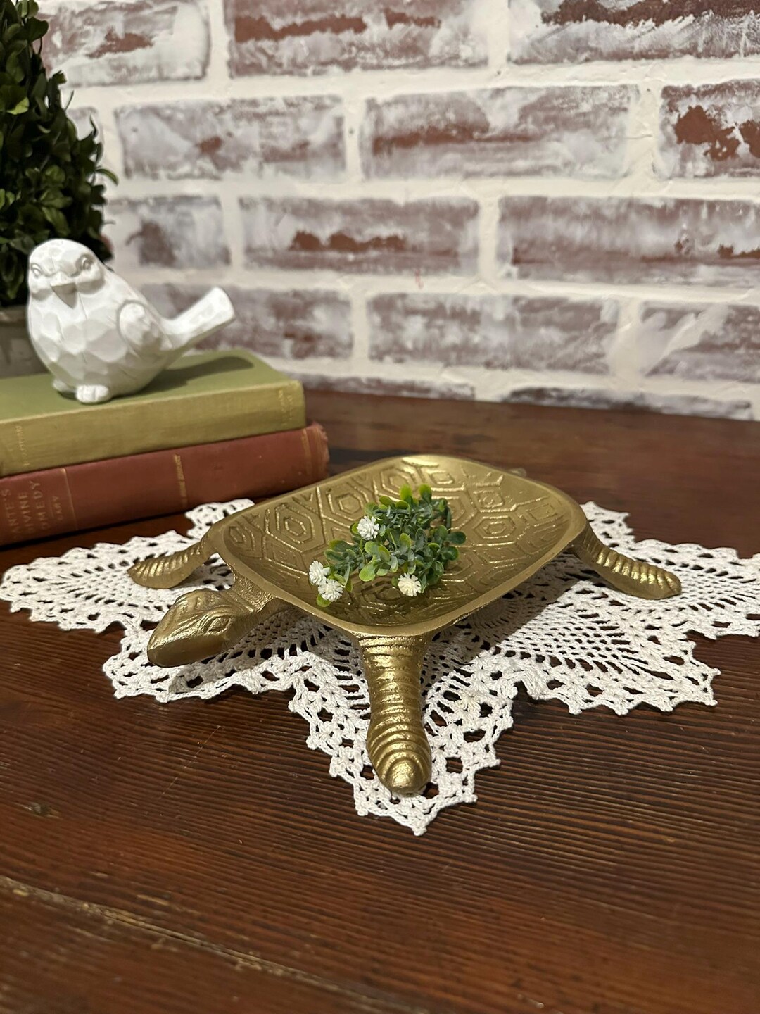 Gold Tone Turtle Shaped Tray | Turtle Tortoise Trinket Tray | Catch All ...