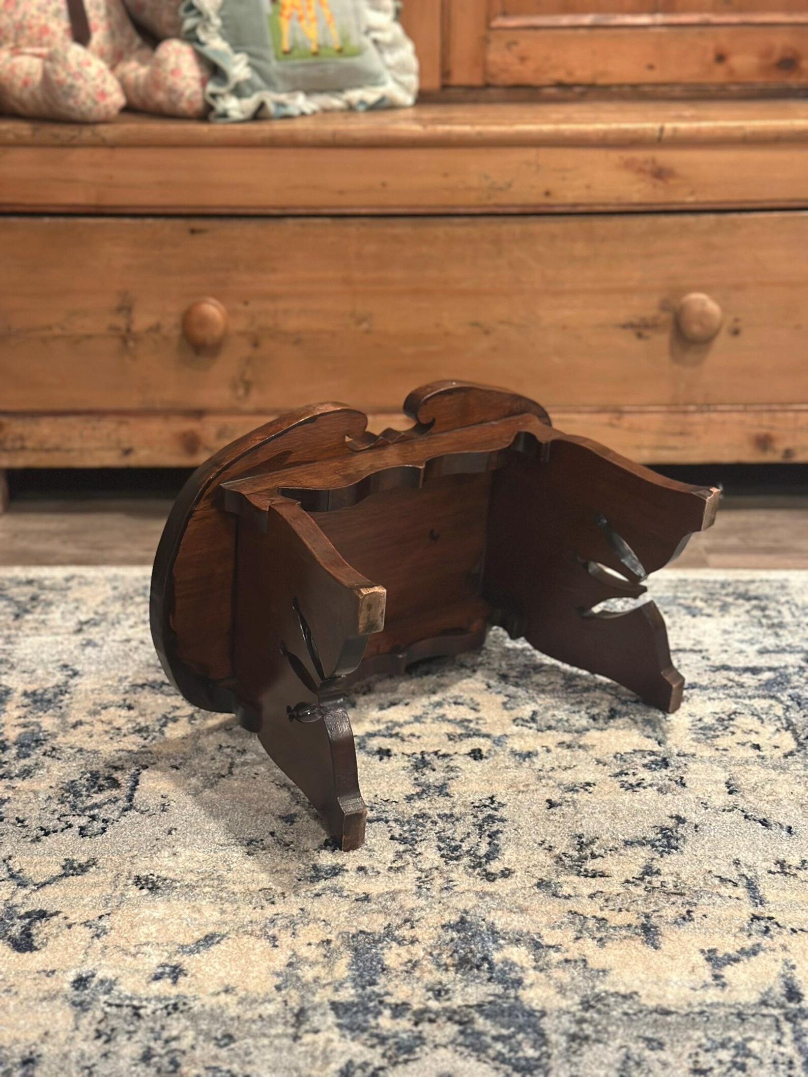 Vintage Solid Wood Footstool Dark Mahogony Finish | Vintage Footstep ...