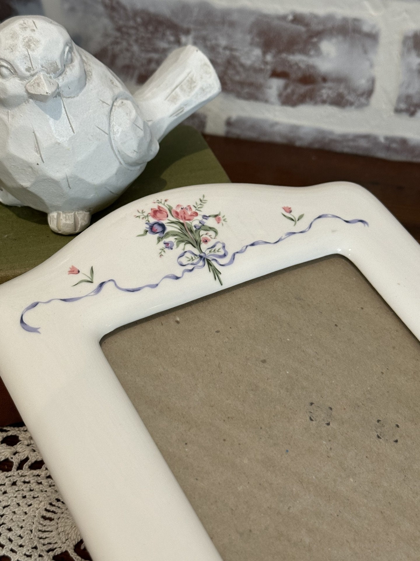 Vintage White Ceramic Picture Photo Frame 4 X 6 Pink Flower Floral ...