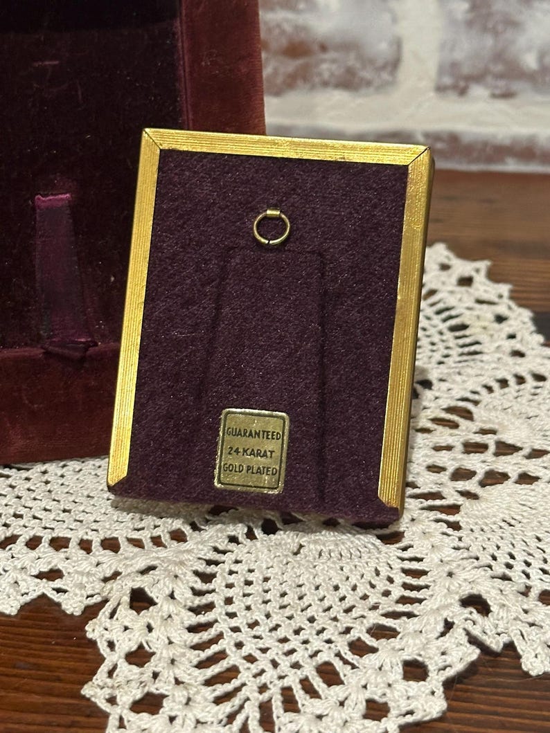 Antique 24K Gold Plated Picture Photo Frame W/ Velvet Frame & Glass ...