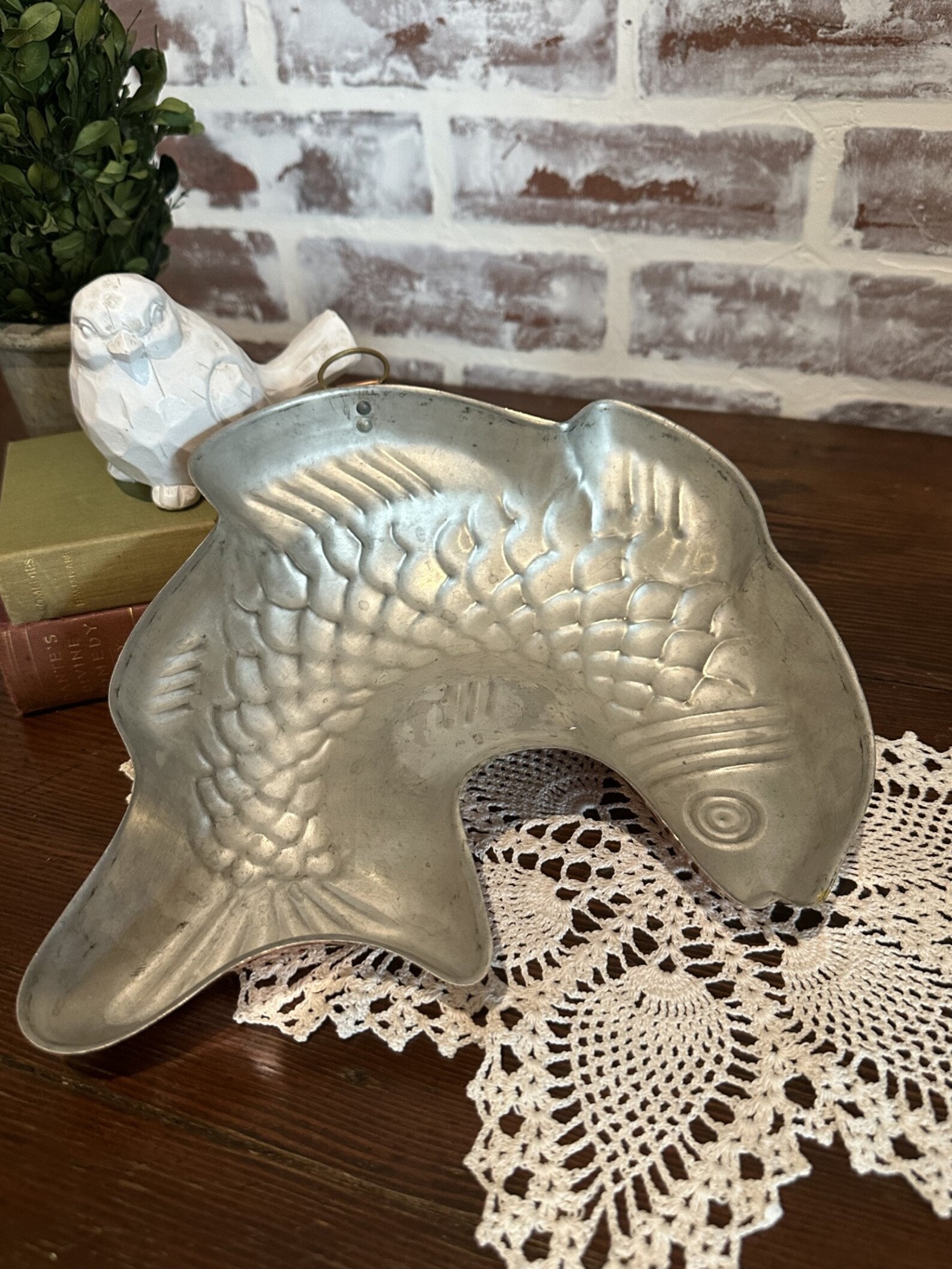 Vintage Copper Fish Molds Wall Hanging | Tin Fish Molds | Jello Aspic ...