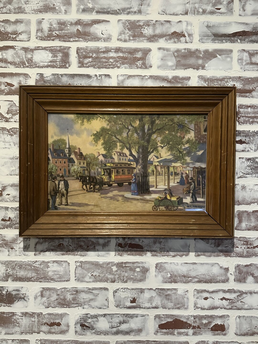 Vintage Framed Print Signed by Artist H.C. Wolcott 20" X 14" | Main ...