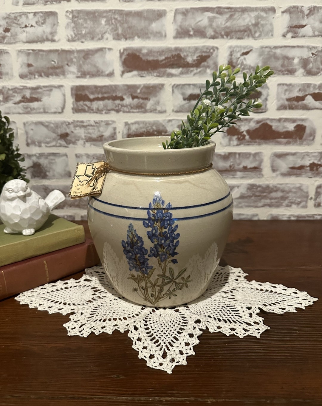 Yesteryears Marshall Bluebonnet Blue Floral Hand Turned Pottery Vase ...