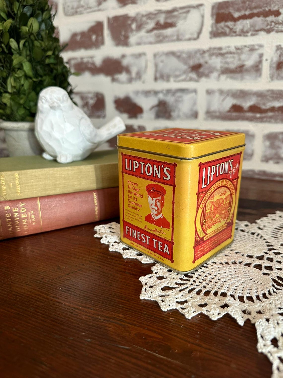 Vintage Bristol Ware Lipton Tea Metal Tin Can Lipton Tea Planter Ceylon ...
