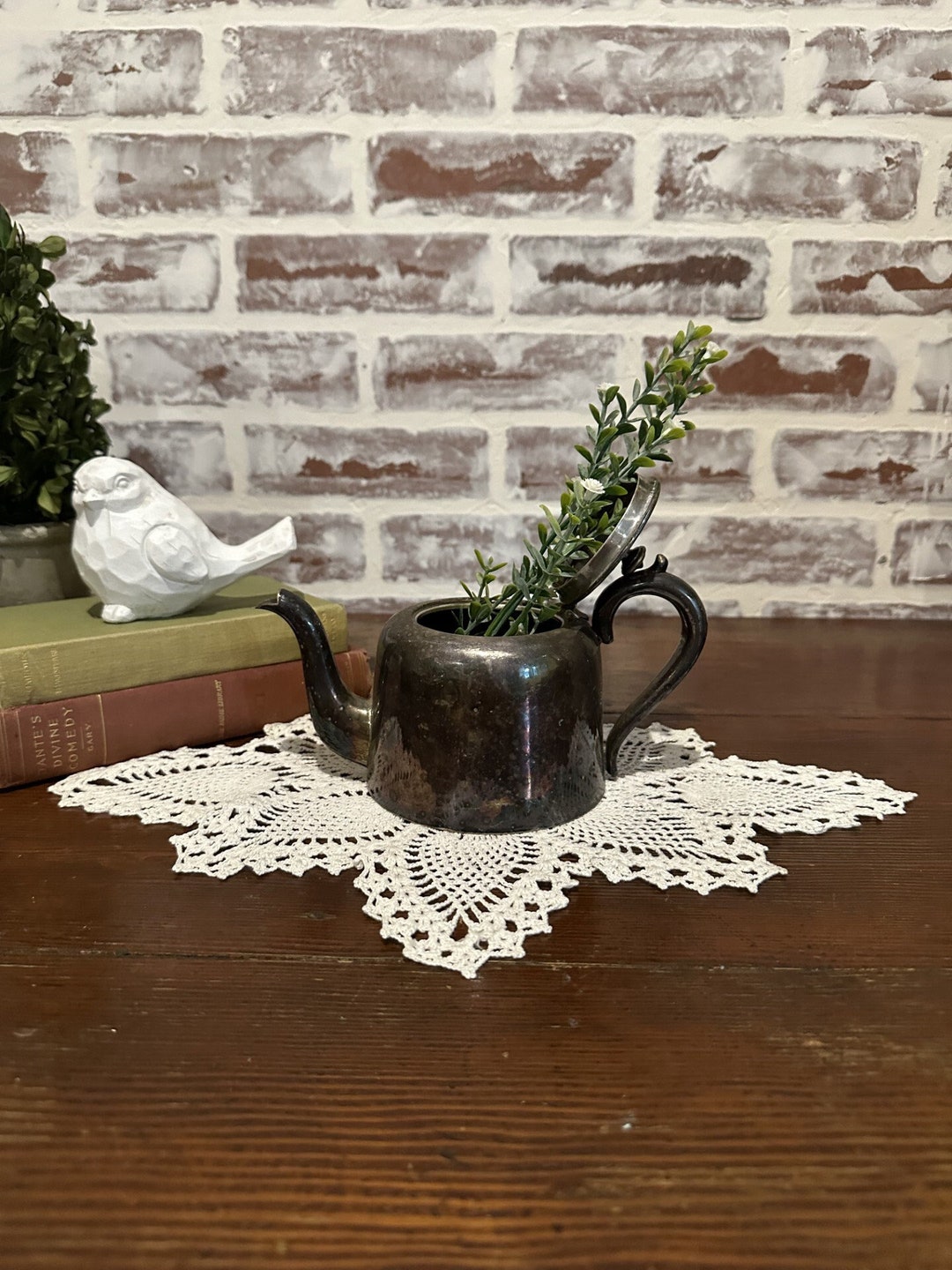 Vintage EPNS Silver Plated Tea Pot With Hinged Lid & Ornate Handle | 1 ...