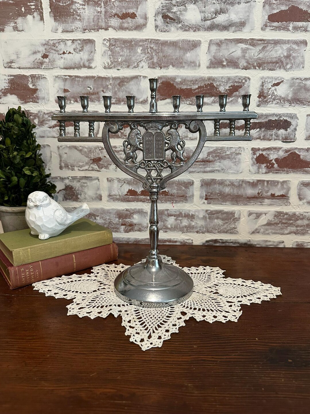 Vintage Cromwell Silver Mfg 9-branch Menorah Hanukkah Candleholder W ...