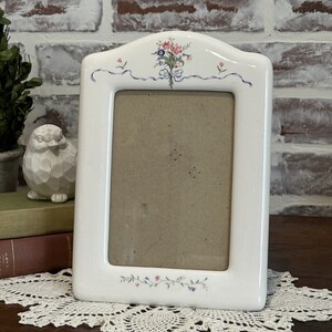 Vintage White Ceramic Picture Photo Frame 4 X 6 Pink Flower Floral ...