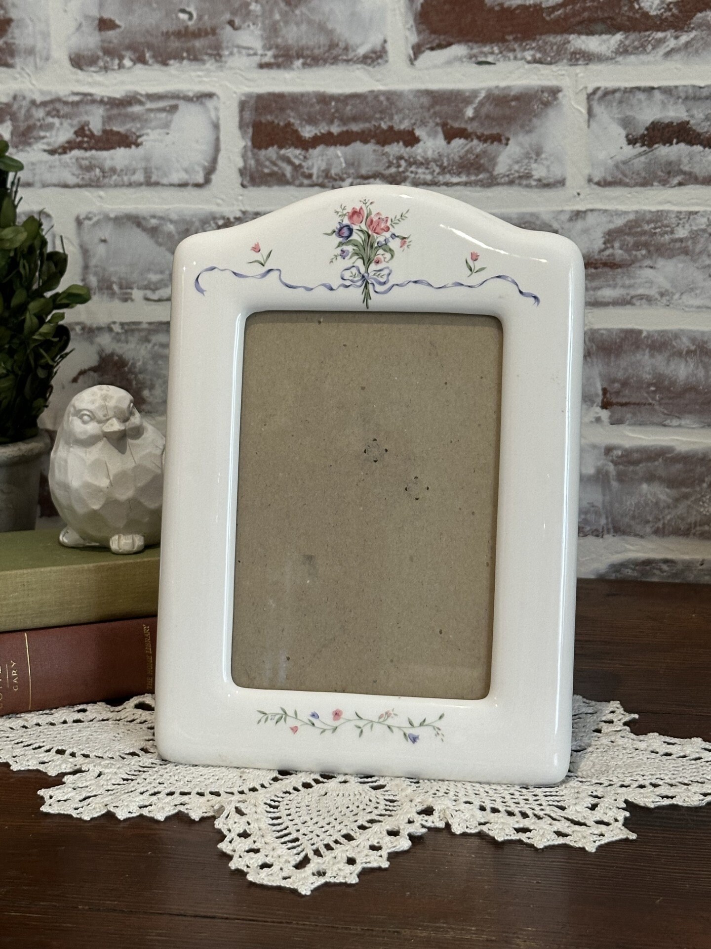 Vintage White Ceramic Picture Photo Frame 4 X 6 Pink Flower Floral ...
