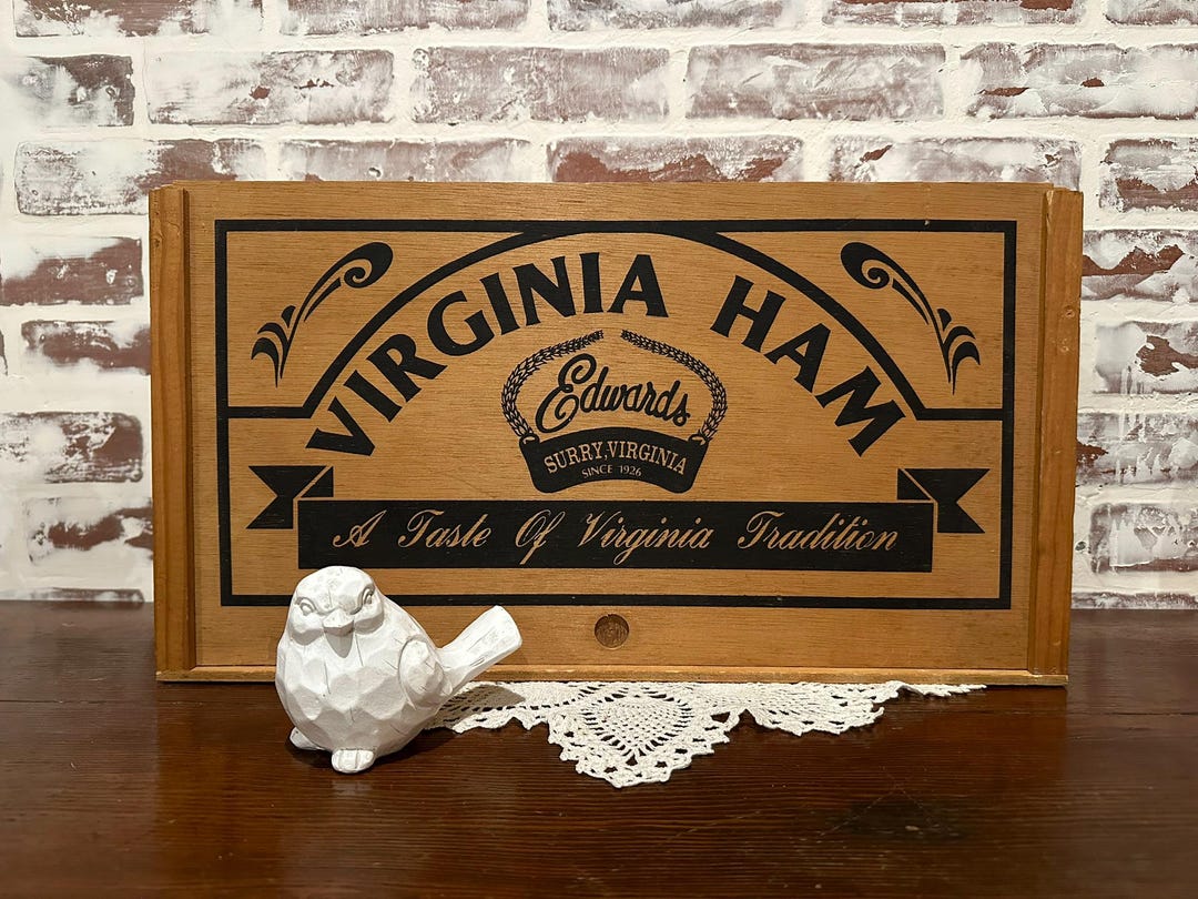 Vintage Edwards Virginia Ham Meat Wooden Crate Box | American ...