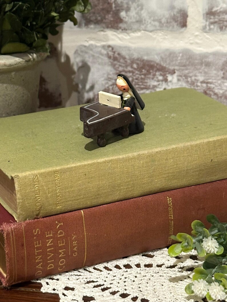 Vintage Shackman Hand Painted Miniature Wood Nun Sister Orchestra Band ...