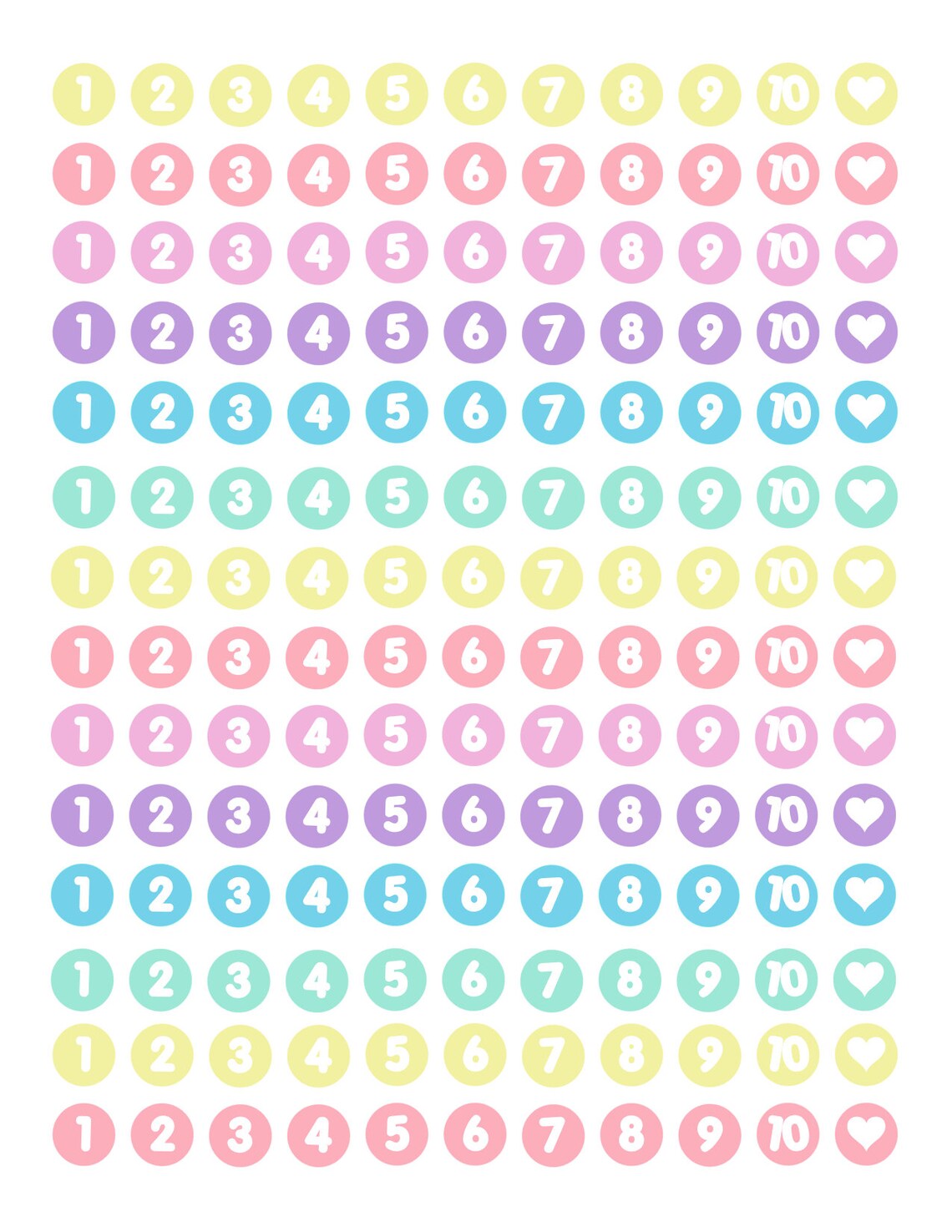 Number Dot Stickers // Printable JPEG and PDF // Silhouette Cameo - Etsy