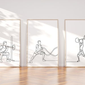 Set of 3 Gym Decor Home Gym Decor Motivational Art Gym Wall Art Workout ...