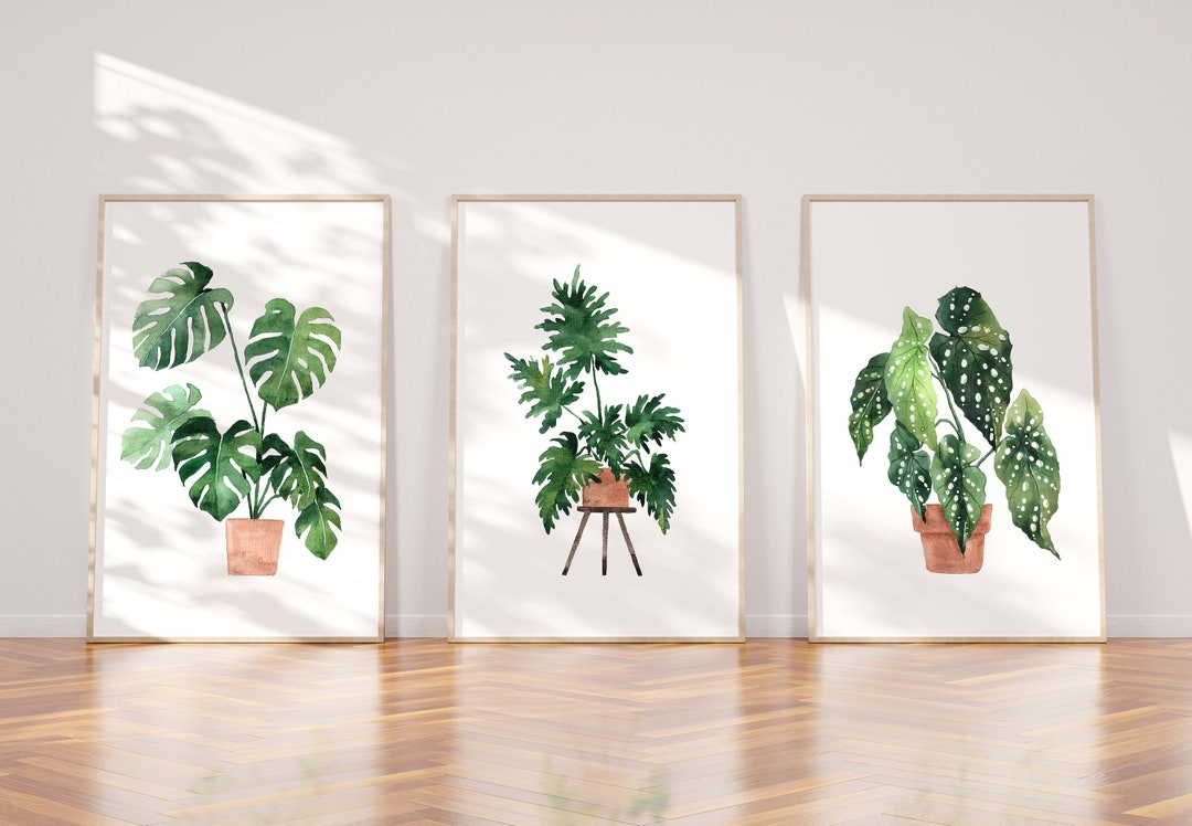 Botanical Print Set, Living Room Wall Art, Home Decor Gift, Houseplant ...