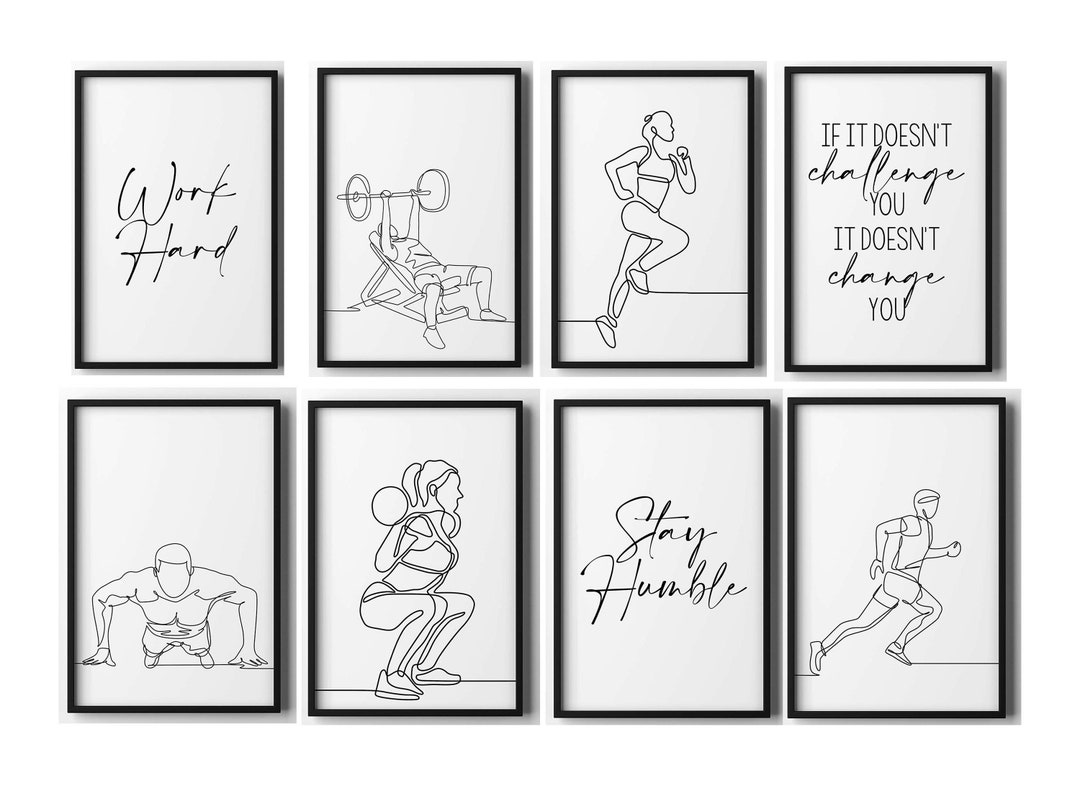 Gym Decor | Set of 8 | Home Gym Decor | Motivational Decor | Gym Wall ...