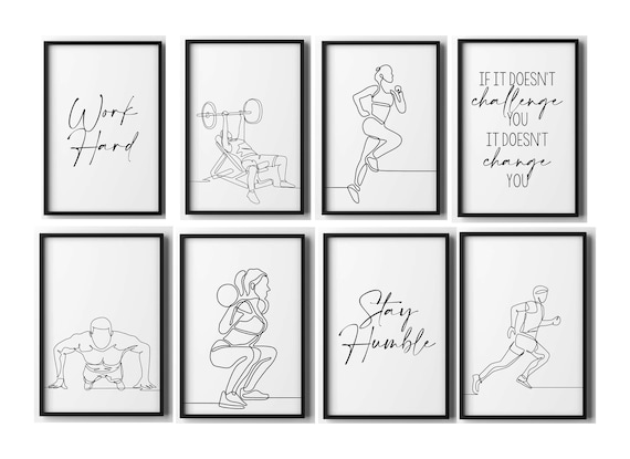 Gym Decor Set of 8 Home Gym Decor Motivational Decor - Etsy