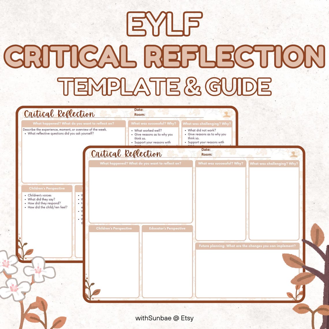 EYLF Curriculum Critical Reflection Template Guide Early Childhood ...
