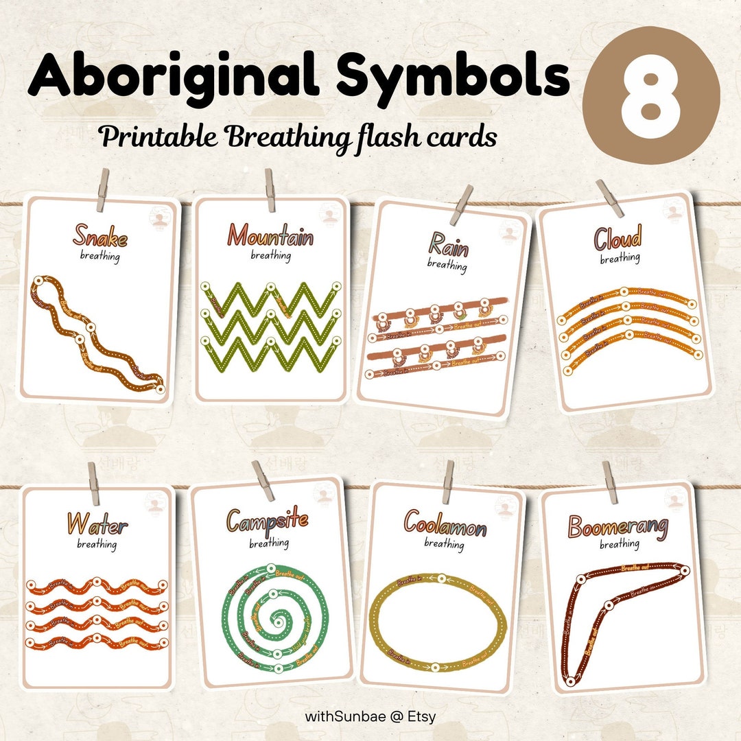 Breathing Flash Cards Aboriginal Symbols Tracing Mindfulness Early ...