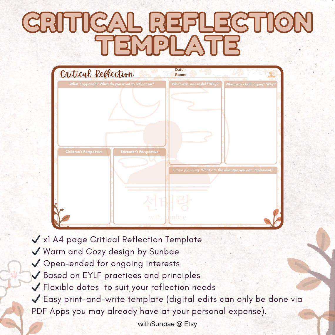 EYLF Curriculum Critical Reflection Template Guide Early Childhood ...