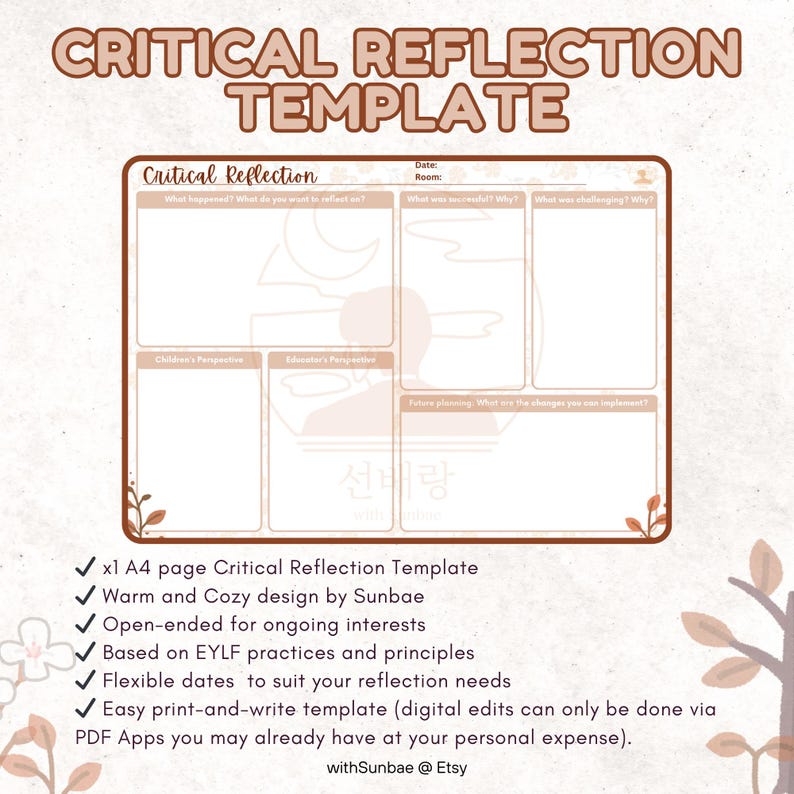 EYLF Curriculum Critical Reflection Template Guide Early Childhood ...
