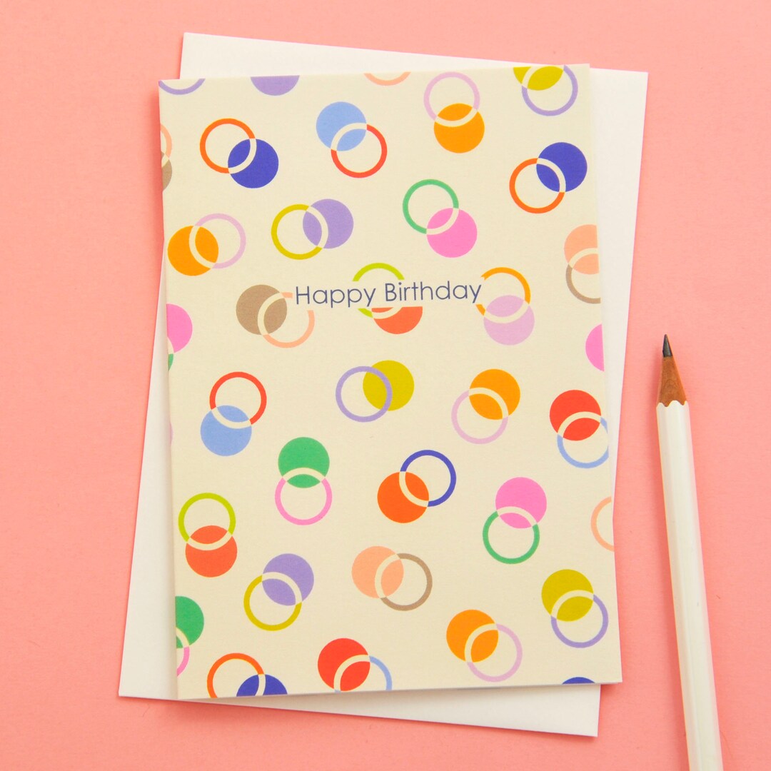 Colourful Happy Birthday in Spots Greetings Card - Etsy