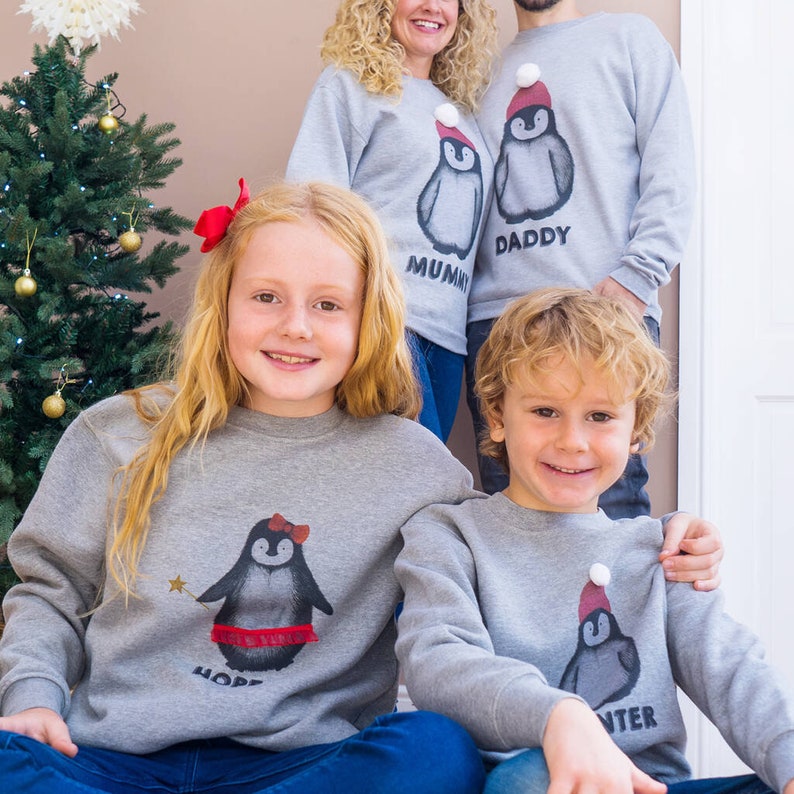 Matching Christmas Jumper Set Penguin Jumpers Family | Etsy
