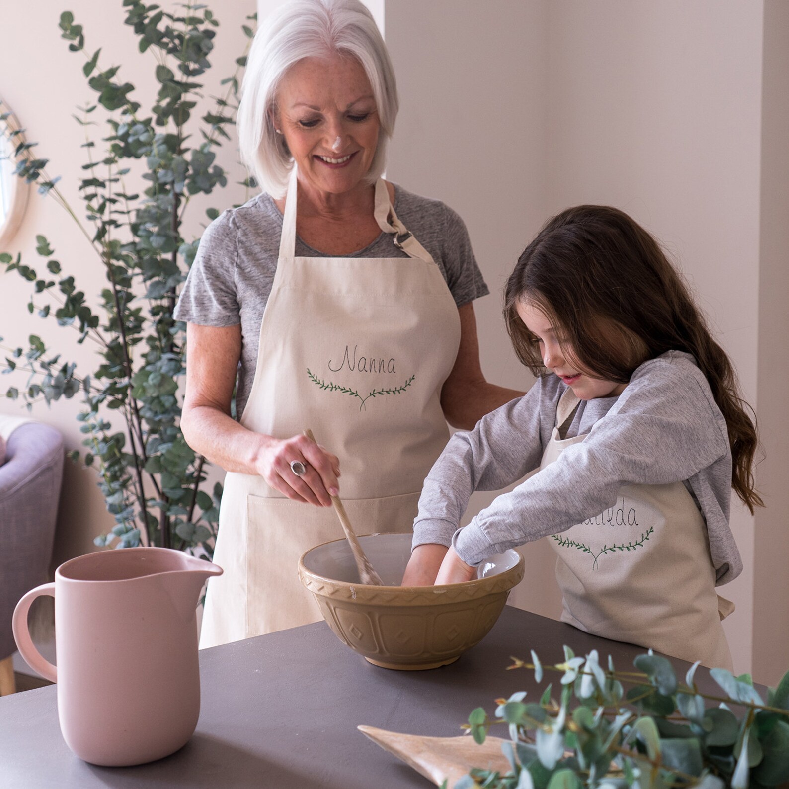 Apron Set Embroidered Apron Set Nanny and Me Apron Set | Etsy