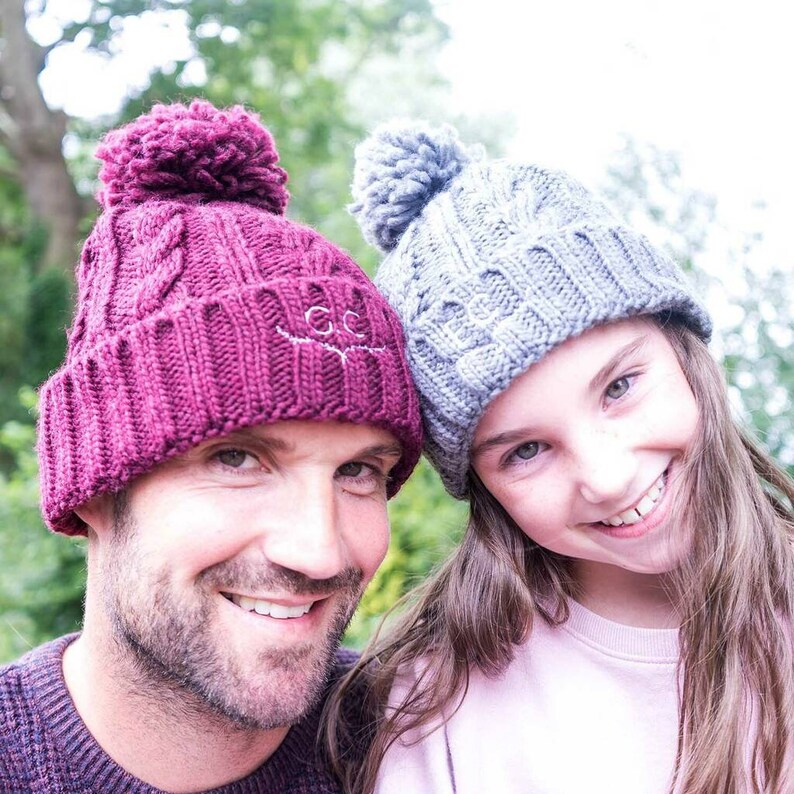 Matching Family Hat Set Personalised Bobble Hats Monogram - Etsy