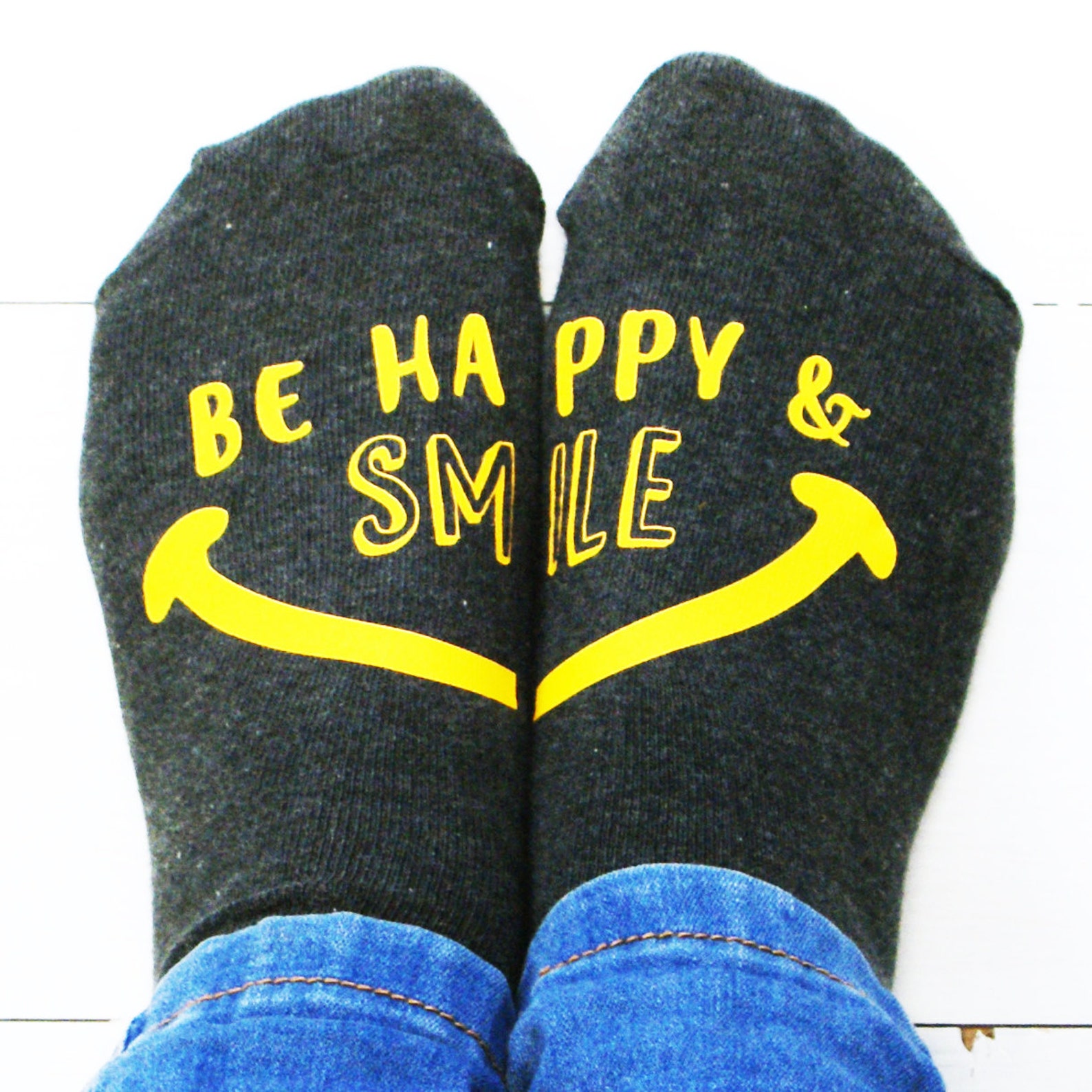 Be Happy Socks Be Happy and Smile Women's Socks | Etsy