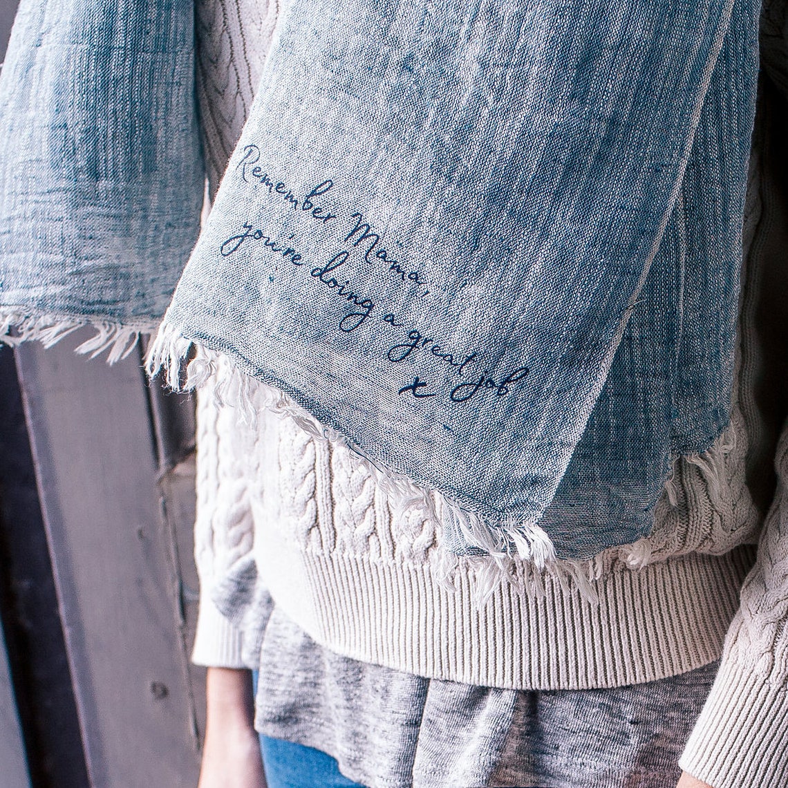 Linen Scarf Great Job Scarf Motivational Message | Etsy