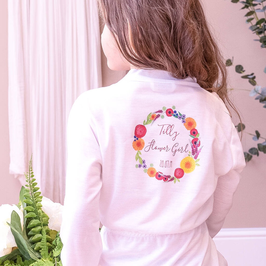 Flower Girl Robe - Personalised Flower Girl Robe - Summer Flower Girl ...
