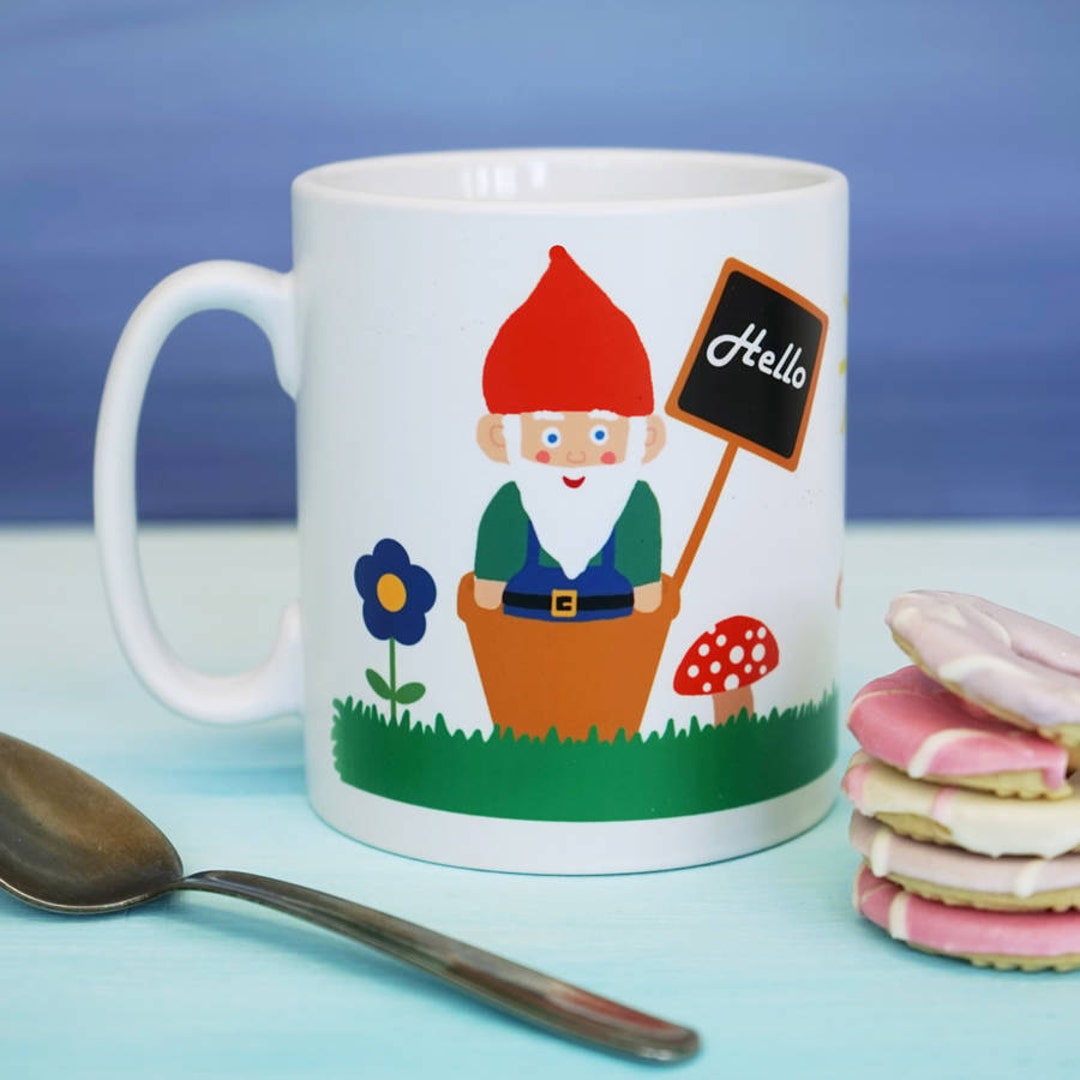 Gnome Mug - Retro Mug - Retro Hello Gnome Mug - Retro Gift - Etsy