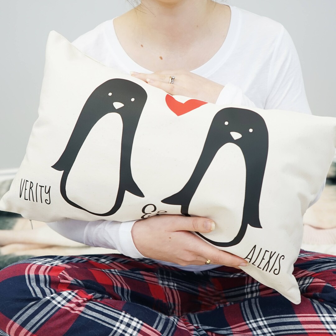Penguin Cushion - Penguin Couple Cushion - Valentine Gift - Valentine ...