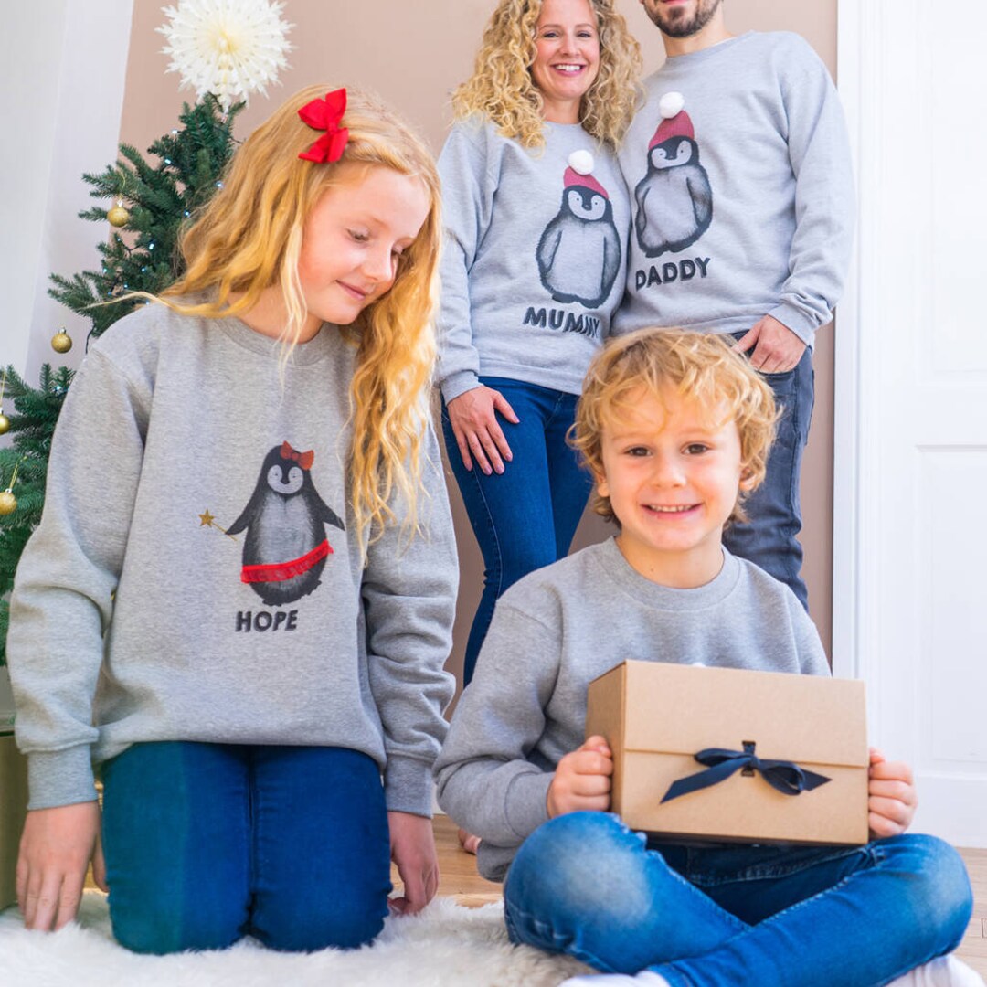 Matching Christmas Jumper Set Penguin Jumpers Family Christmas Sweaters ...