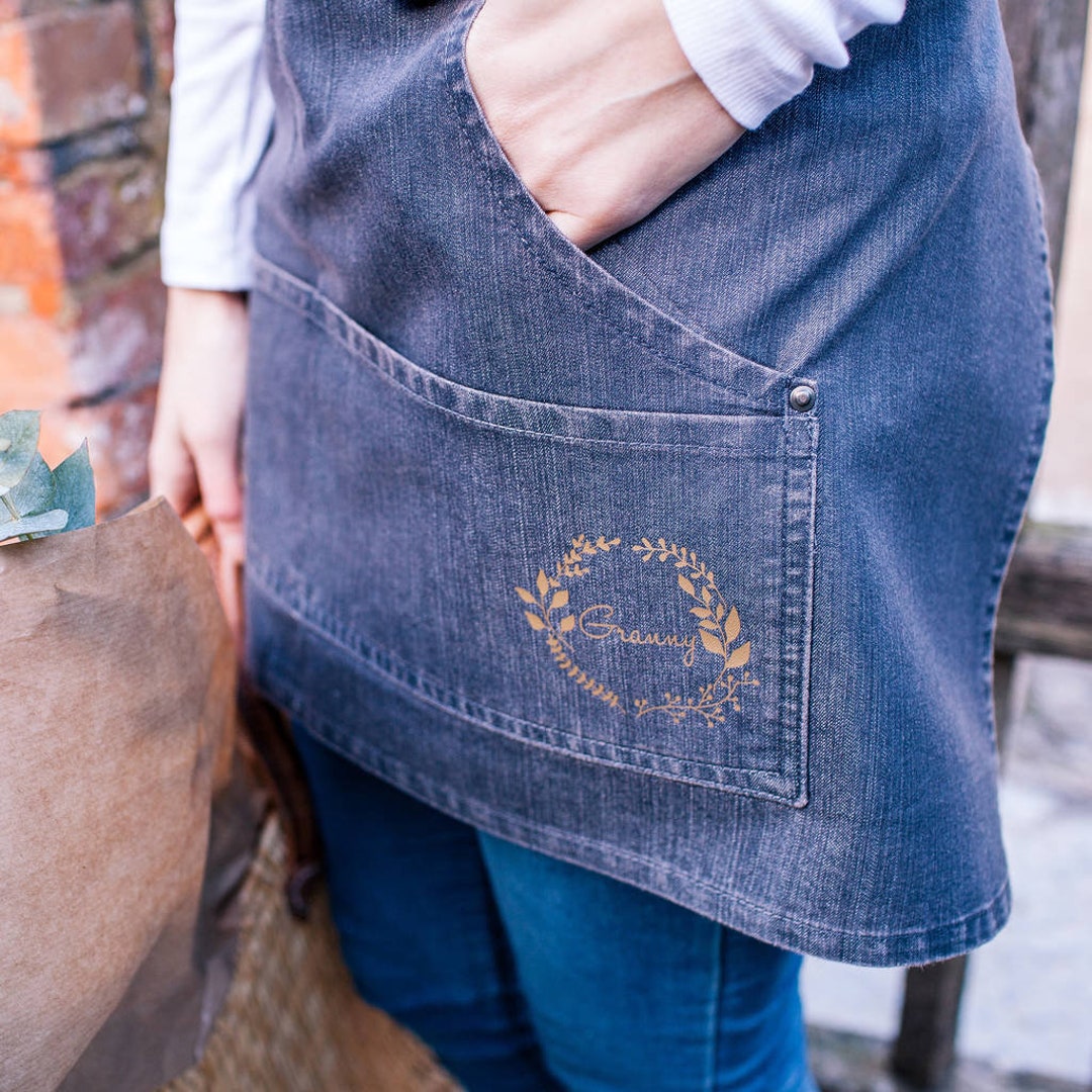 Denim Garden Apron - Personalised Denim Apron - Personalized Gardening ...