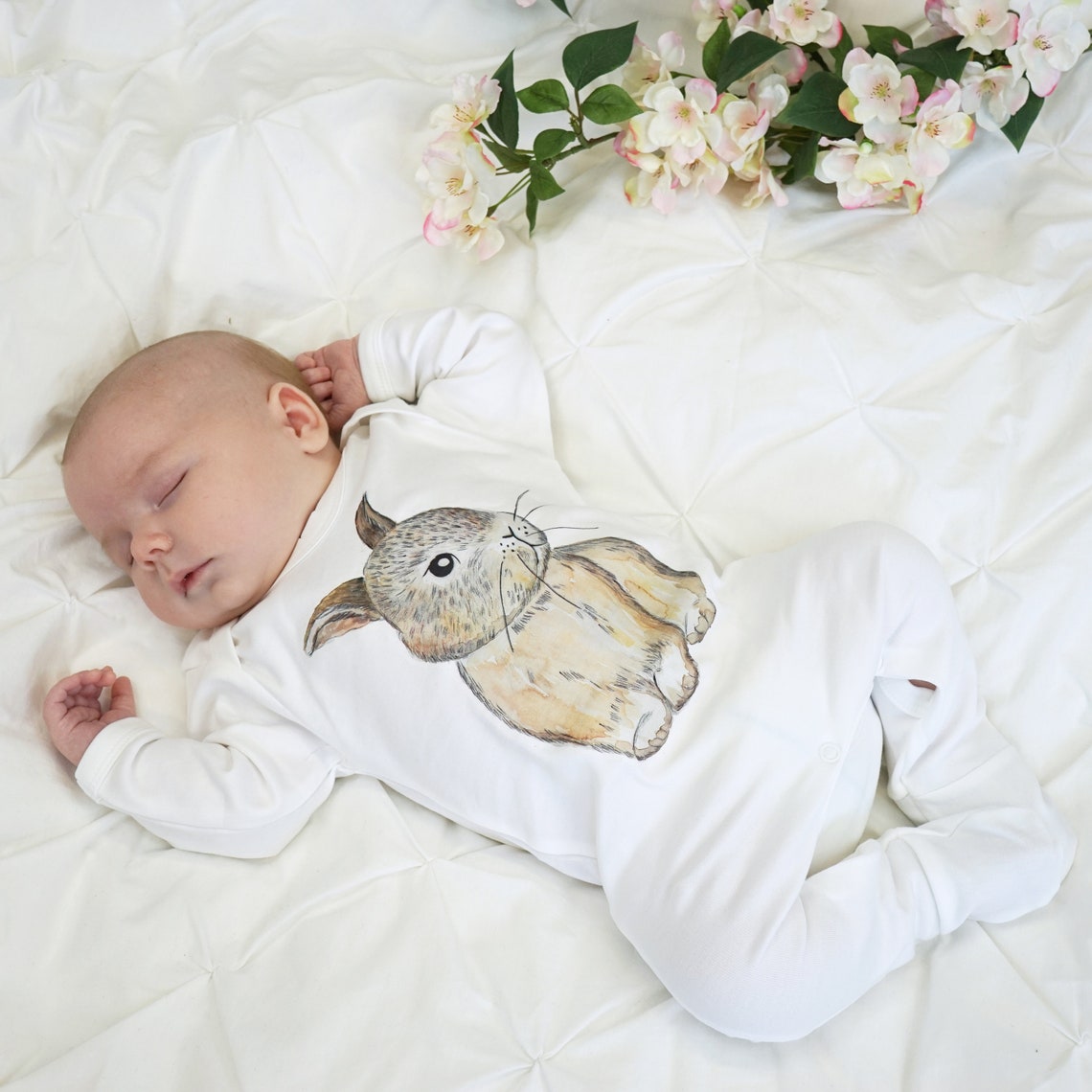 Baby Bunny Onesie Baby Bunny Sleepsuit Baby Bunny Clothes - Etsy UK