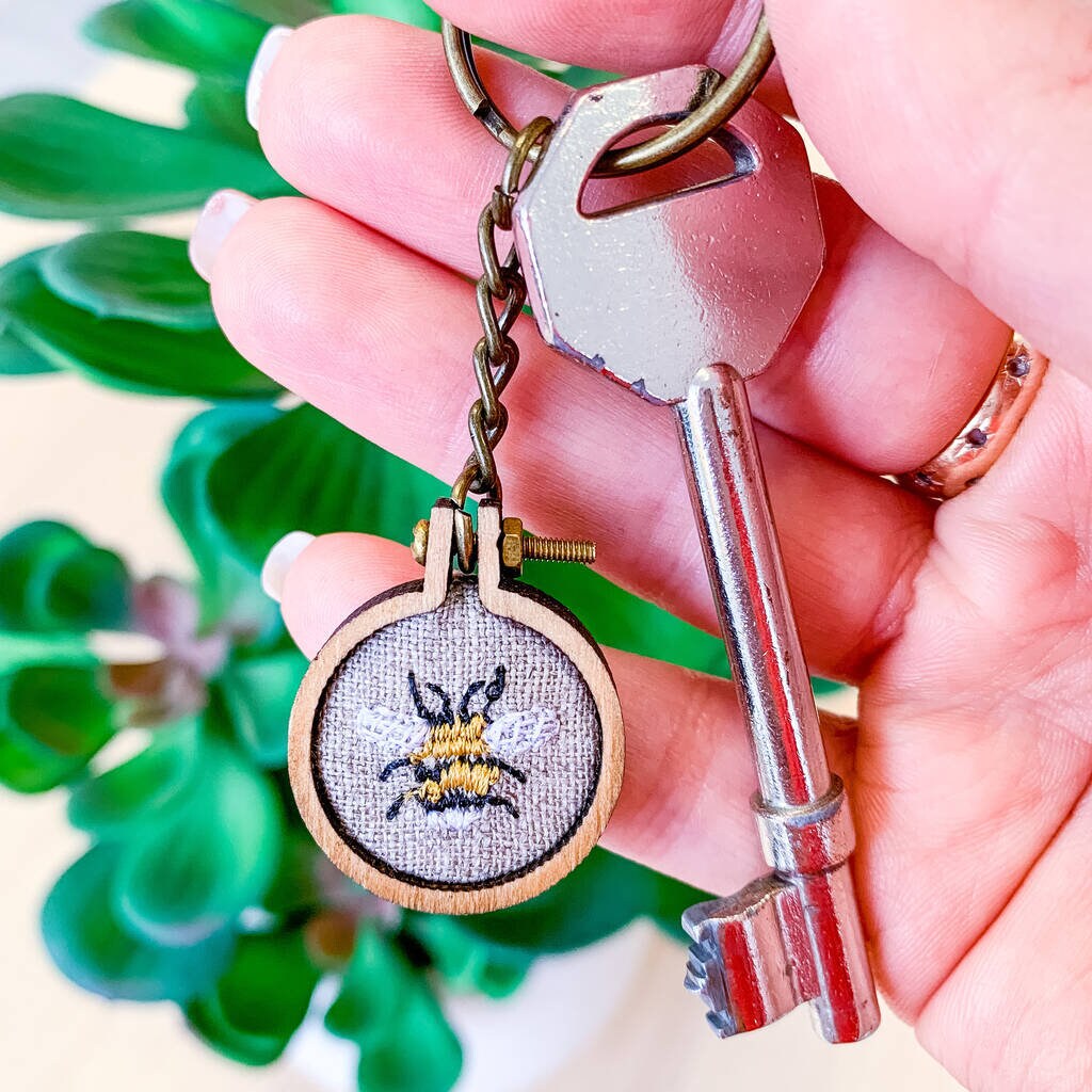 Bee Keyring Embroidered Keyring Bumble Bee Gift Bee - Etsy Australia