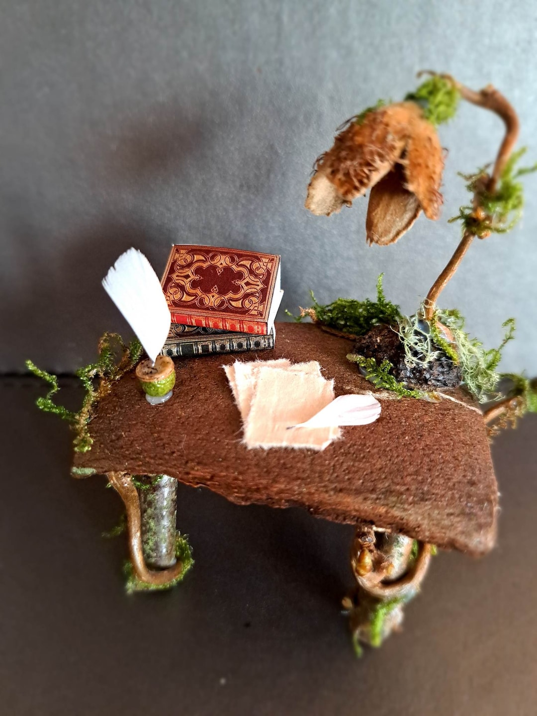 Faerie Writing Desk and Stool, Fairy Desk, Fae, Dolls House, Miniature ...