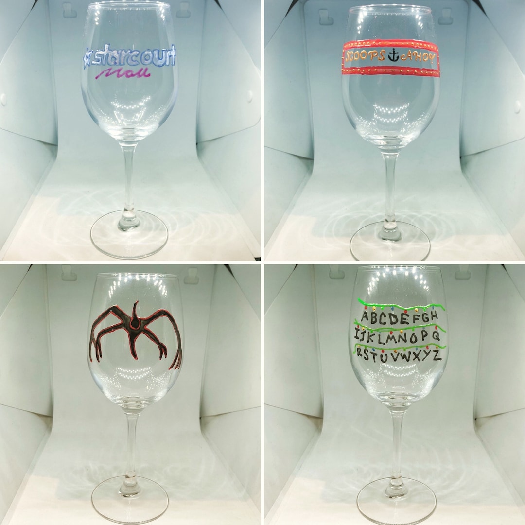 Hand Painted Stranger Things Wine Glasses - Etsy