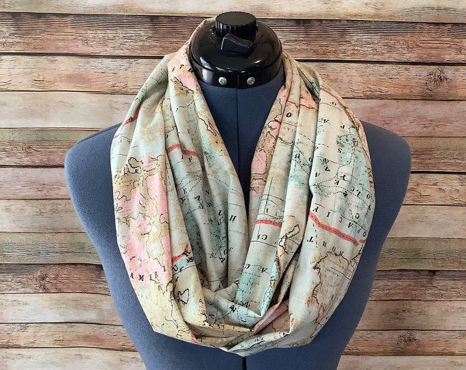 Map Infinity Scarf / Expedition / World Map / Infinity Scarf / Traveler ...