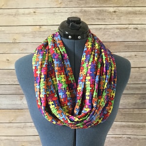 Autism Awareness Infinity Scarf / Autism Awareness / Puzzle Pieces ...