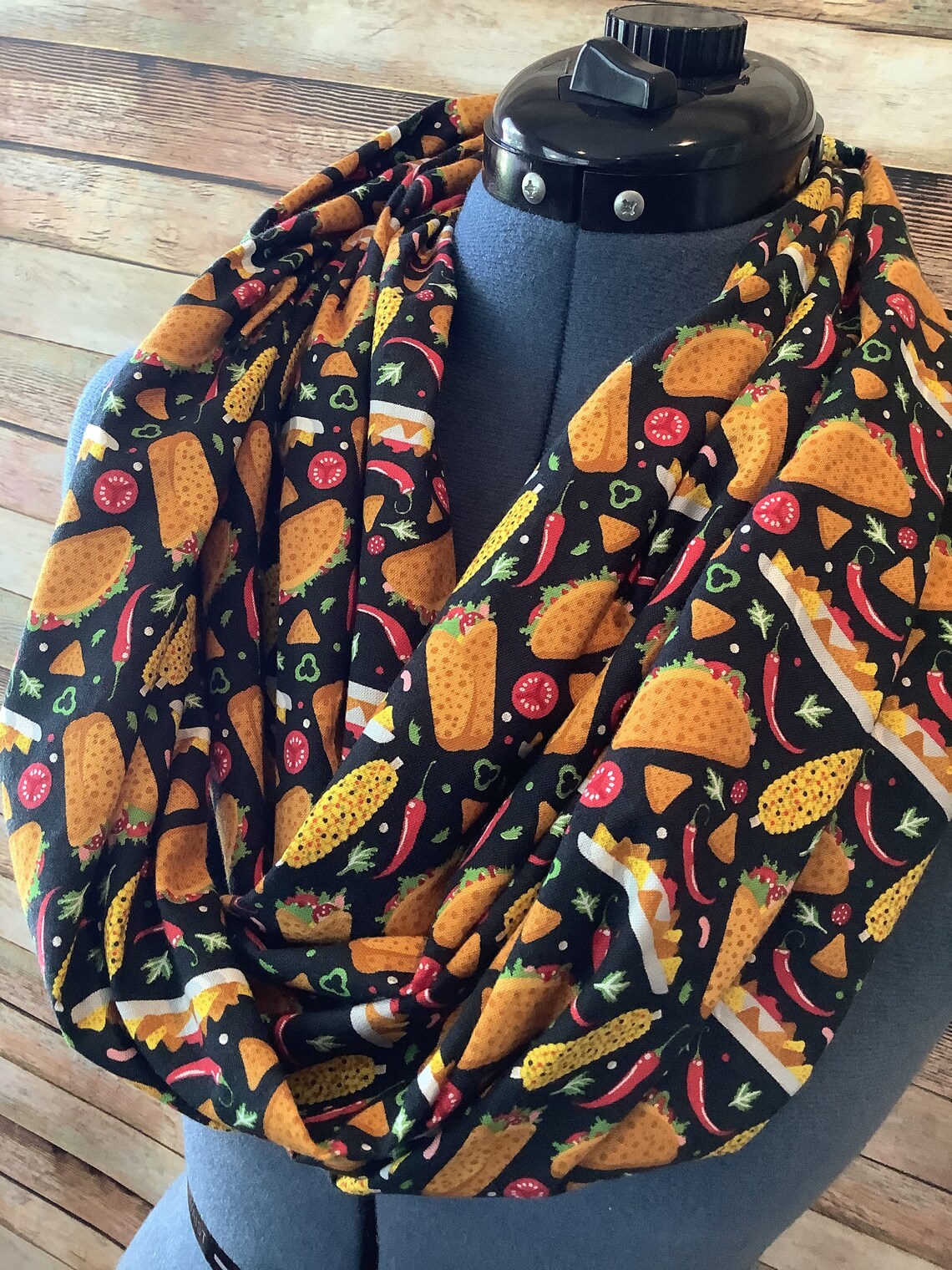 Street Food Infinity Scarf / Tacos / Tomato / Scarf / Fiesta / Nachos ...