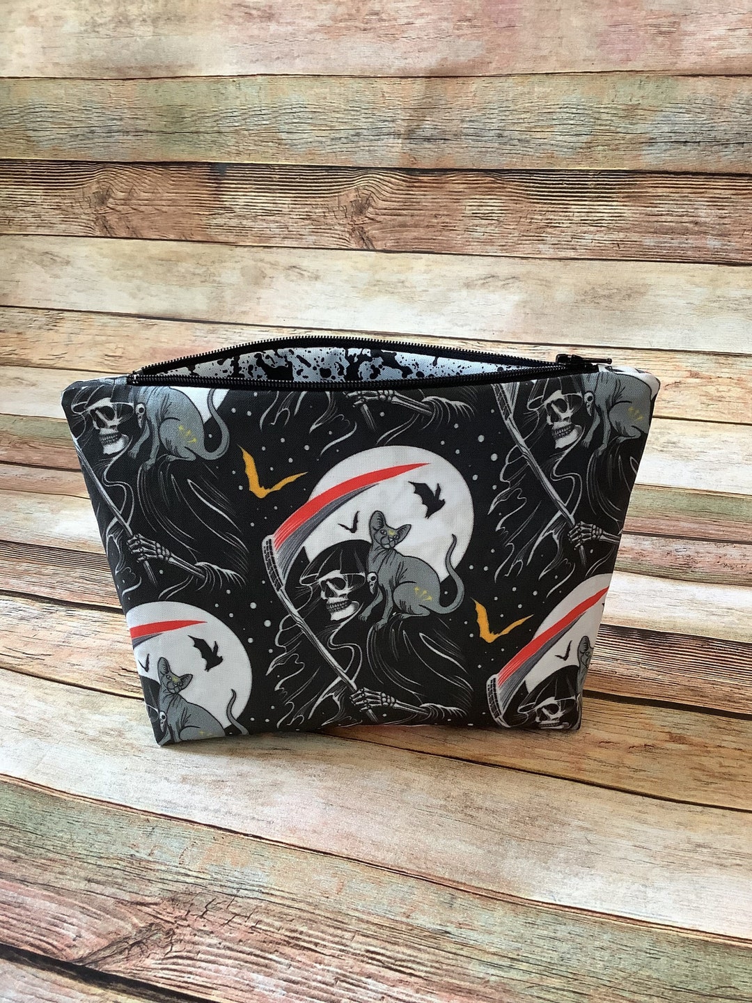 Grim Reaper Cosmetic Bag / Sphynx / Makeup Bag / Zipper Bag / - Etsy